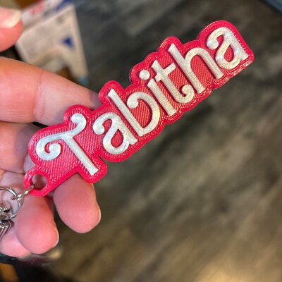 Personalized Script Keychain Two-tone Custom Colors & Text Bag Charm ...