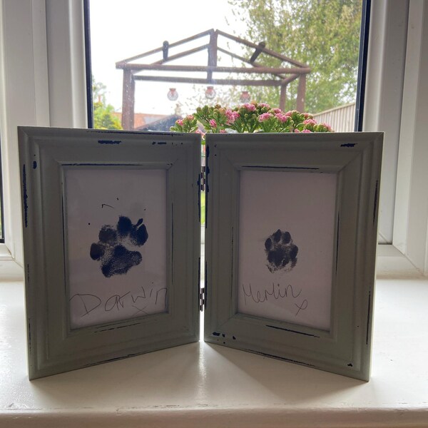 Shabby Chic Green 4x6" Folding Freestanding Double Photo Frame Frames ...