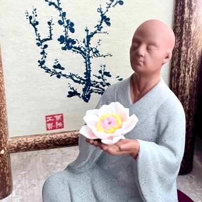 Cute Yoga Monk Statue Buddha Sculpture Novice Monk Ceramic - Etsy