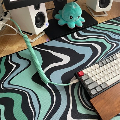 Blue & Yellow Custom Coiled Keyboard Cable - Etsy