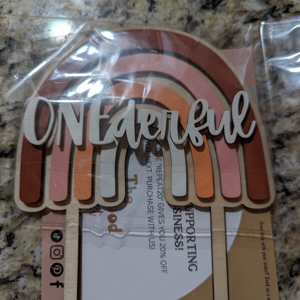 Onederful Boho Cake Topper, First Birthday Cake Topper, Boho Rainbow ...