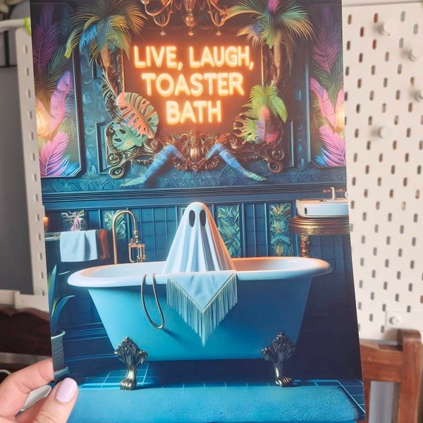 Live, Laugh, Toaster Bath - Tropical Gothic Bathroom Decor, Funny Ghost ...