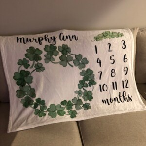 Shamrock Milestone Blanket Irish Baby Gift Irish Milestone Blanket ...
