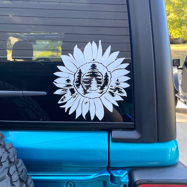 Sunflower With Trees Decal Car Decal Sun Flower Sticker Durable ...