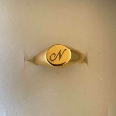 14K Gold Filled Signet Monogram Ring, Initial Gold Signet Ring ...