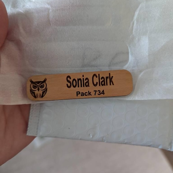 Laser Engraved Wooden Name Tag - Etsy