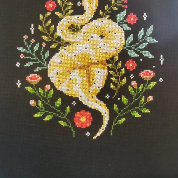 Yellow Snake Cross Stitch Pattern PDF, Ball Python Cross Stitch ...