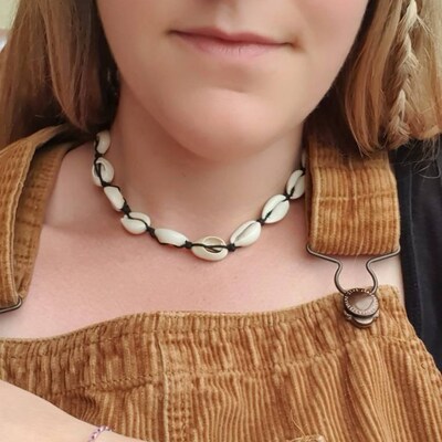 White Black Monochrome Clay Bead Surf Necklace Choker Beach Boho Hippy ...