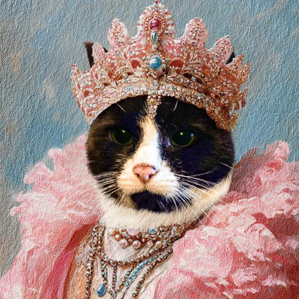 Custom Royal Cat Princess Portrait From Photo, Royal Pet Portrait ...