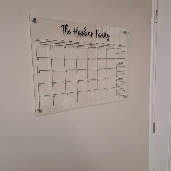Acrylic Family Planner | Personalized Monthly Calendar | Dry Erase ...