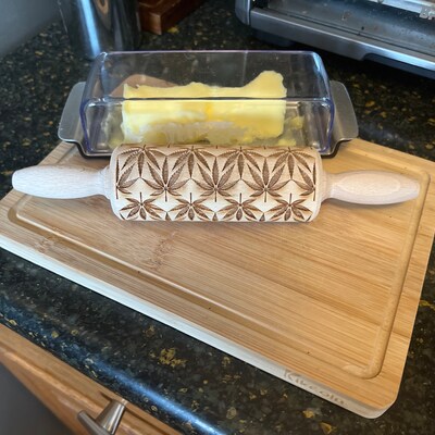 Geometry Flowers Engraved Rolling Pin, Embossed Handmade Rolling Pin ...