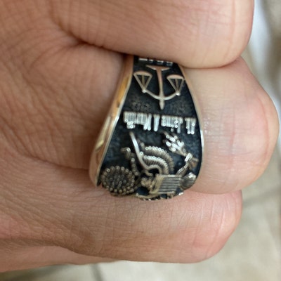 US Army Personalized Ring, Silver US Eagle Embossed Ring, USA Eagle ...