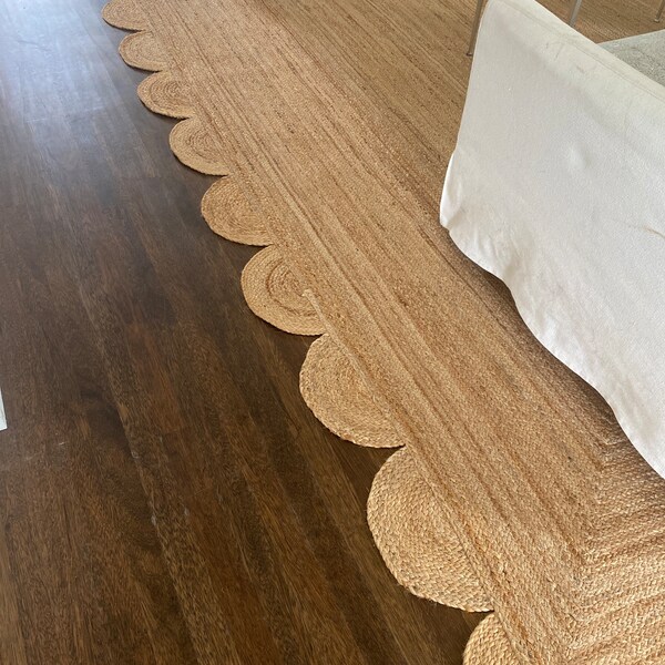 Natural Scalloped Jute Rug, Scallop Pattern Rug, Natural Jute Rug ...