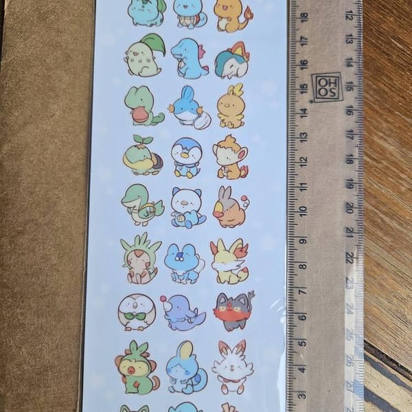 Pastel Tiny Derpy Poke Gen 1-9 Starters Sticker Sheet | 27 Stickers! - Etsy