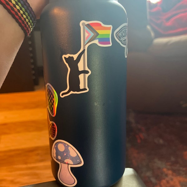 Rainbow Pride Flag Cat Sticker - Etsy