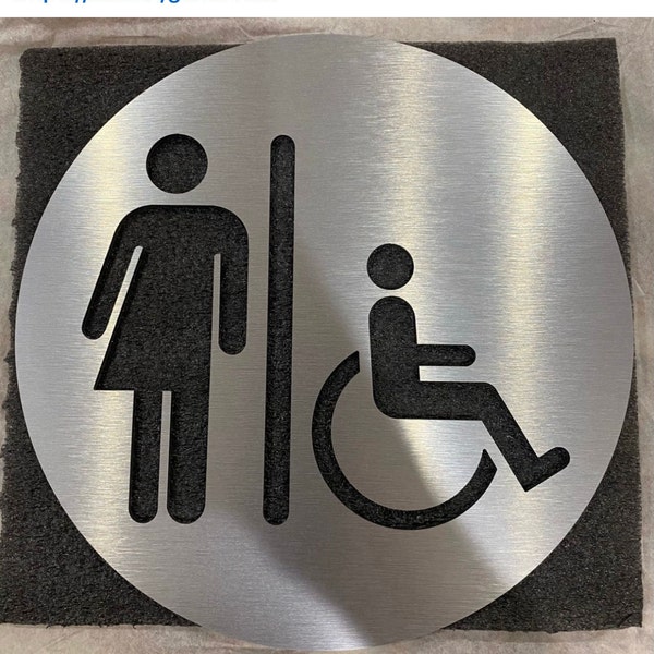 Gender Neutral Bathroom Sign Metal. Gold Restroom Door Sign. Unisex ...