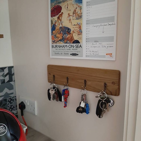 Rustic Reclaimed Wood 4 Hook Key Holder With Shelf 7 Colour Options - Etsy