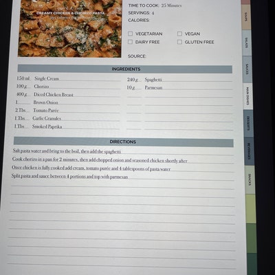 Digital Recipe Book for Goodnotes, Notability Hyperlinked iPad Planner ...