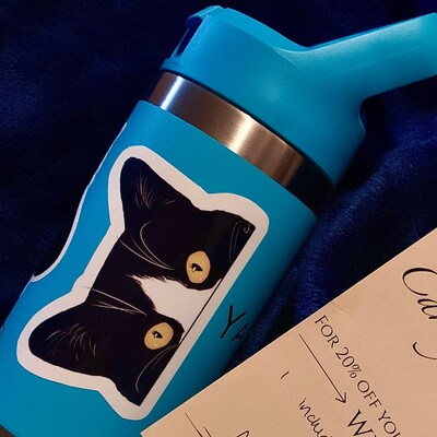 Peeking Cat Sticker Black and White Cat Stickers Tuxedo Cat Good ...