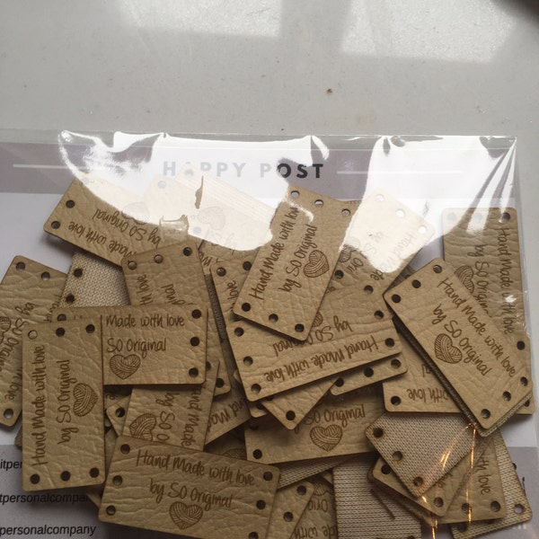 Personalised 20mmx40mm Rectangle Medium Size Faux Leather Labels ...
