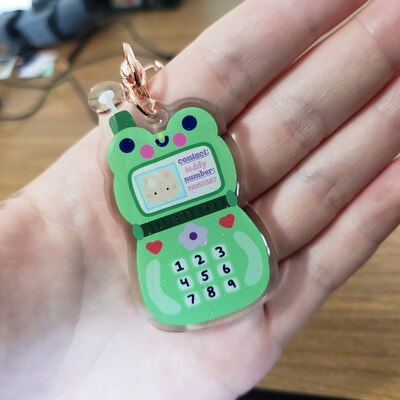 Froggy Flip Phone Acrylic Keychain-acrylic Keychain,cute Frog Keychain ...