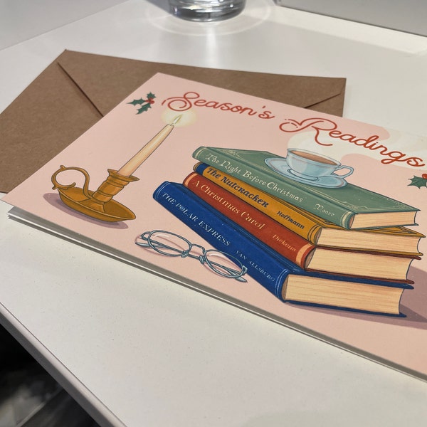 Bookish Christmas Card, Holiday Season’s Readings, Classic Christmas ...