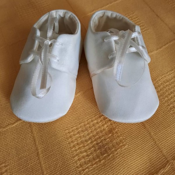 Personalised IVORY Baby Boy Christening Shoes, Baptism Shoes, White ...