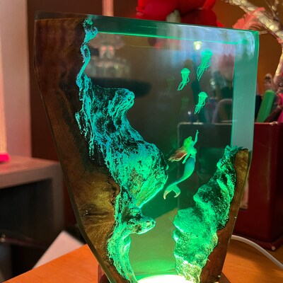 Orca Whale and Diver Resin Lamp, Killer Whale Night Light,epoxy Resin ...