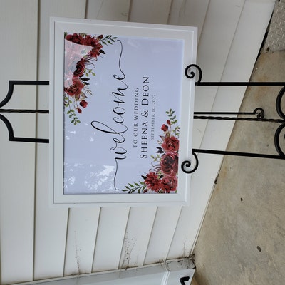 Red Wedding Welcome Sign, Red Welcome Sign, Red Flowers, Digital File ...