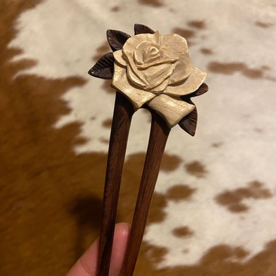 Hand Carved Circular TULIP Wooden Wood Hair Slider,hair Barrette,hair ...
