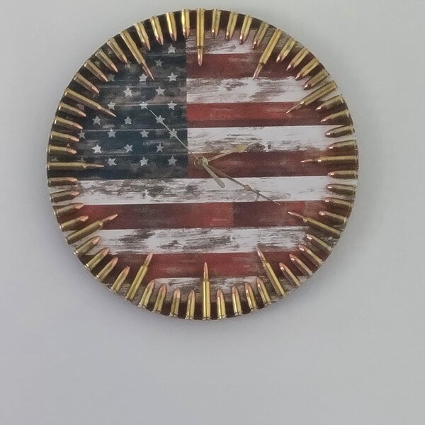 Original Patriotic Flag & Bullet Clock. the Ultimate Veteran Gift and ...