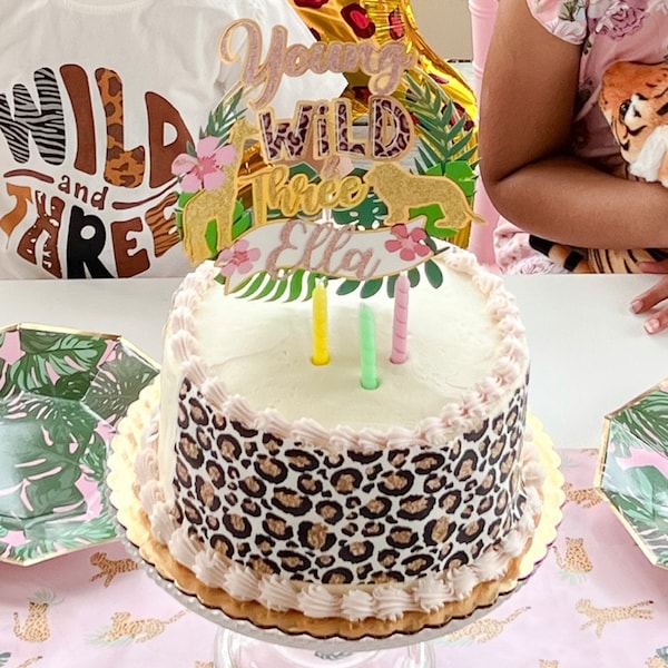 Leopard Print Edible Cake Wrap or Tropical Flowers Cake Topper - Etsy