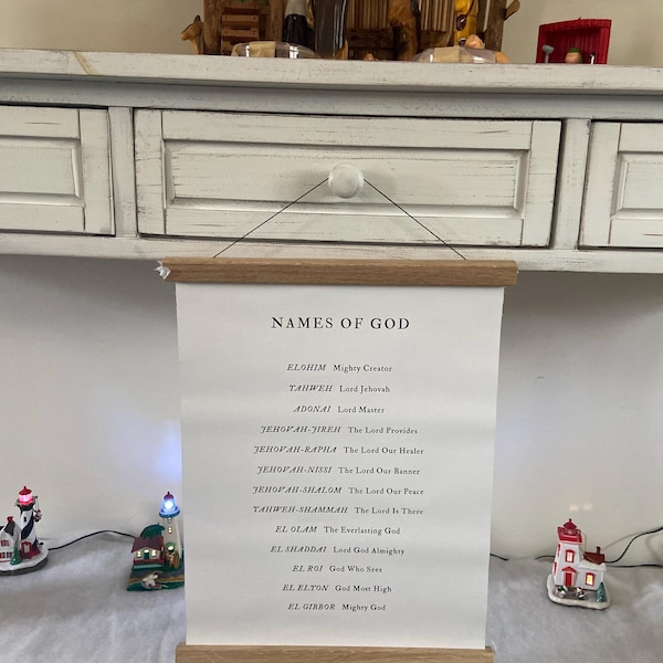 Hebrew Names of God, Christian Hanging Sign, Framed Bible Verse Wall ...