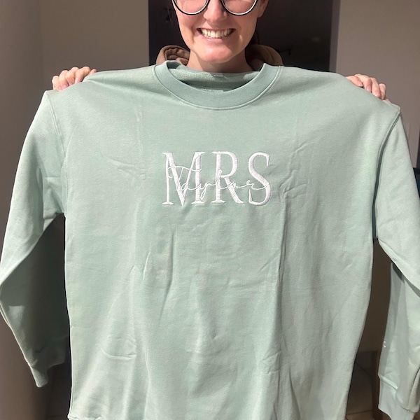 Custom Mrs. Embroidered Sweatshirt, Gift for Future Mrs & Mr Engagement ...