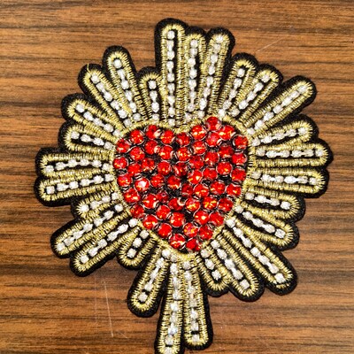 Delicate Heart Beaded Sequined Applique Patch,sequins Heart Patch ...