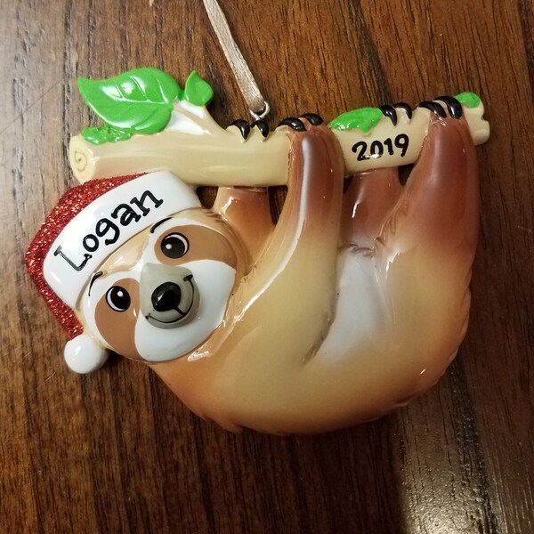 Sloth Personalized Ornament - Adorable Animal - Critter Christmas ...