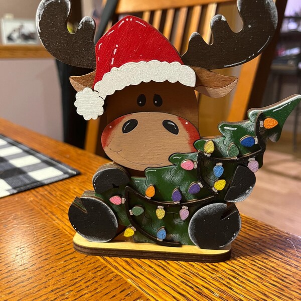 Moose Christmas Tree Standing File SVG, Santa Candy Cane Presents ...