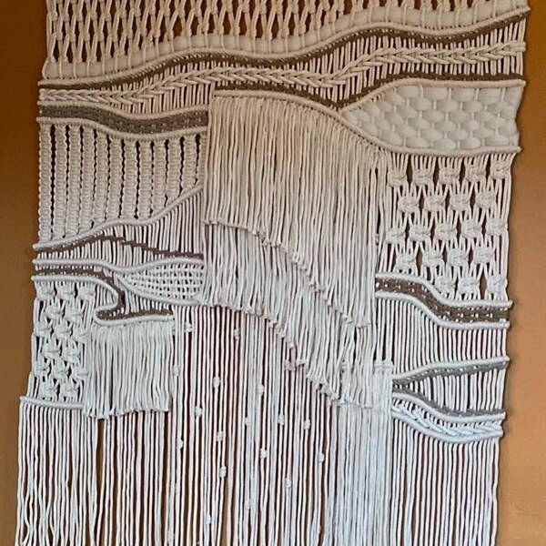 Macrame Wall Hanging Boho Decor Fiber Wall Art Abstract Macrame Long ...
