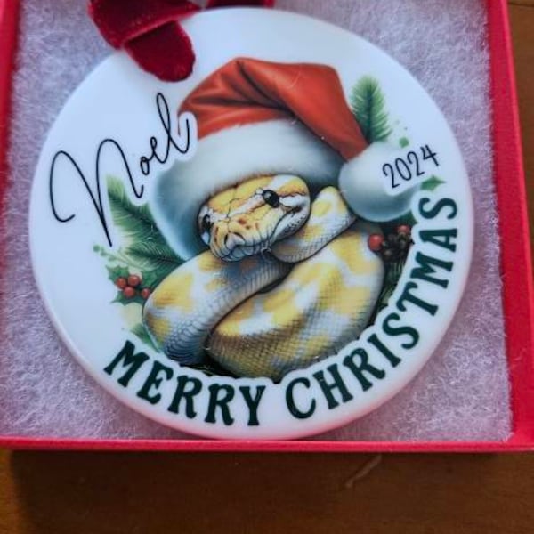 Yellow Ball Python Snake Custom Christmas Ornament of Python ...