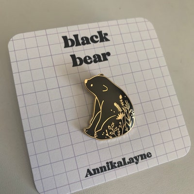 Black Bear Enamel Pin / Cute Animal Pin / Bear Pin / Nature Pin - Etsy