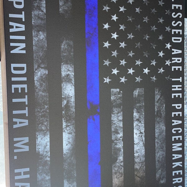 Thin Blue Line American Flag Blessed Are the Peacemakers Personalized ...
