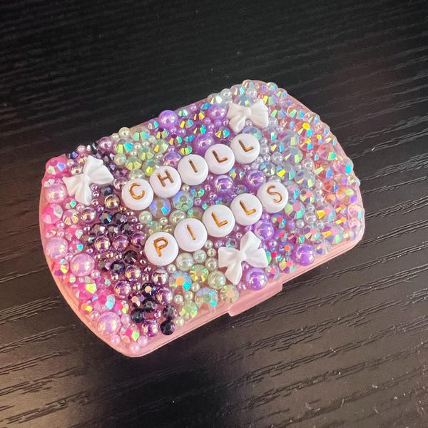 Custom Bedazzled Pill Box: Rhinestone Travel Case - Etsy