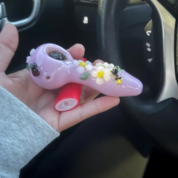 Flower Glass Pipe - Glow in Dark Glass Pipe - Beautiful Aesthetic Pipe ...