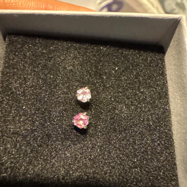 Sterling Silver Hexagon Alexandrite Helix Stud Earring • 14K Gold Three ...