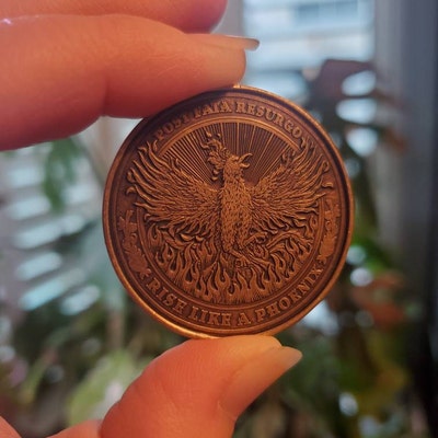 Phoenix Coin EDC Reminder Challenge Coin Phoenix Bird Fire Rising Ashes ...