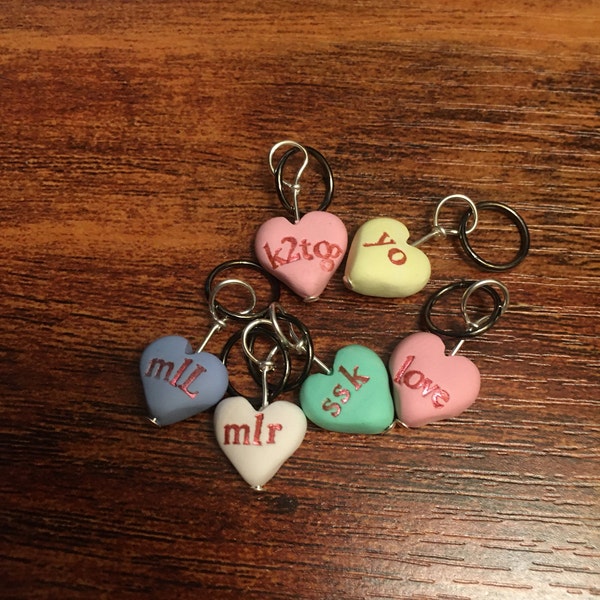 Valentine Heart Stitch Markers (set of 5) - Etsy