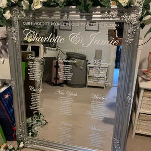 Mirror Table Plan/ Wedding Table Plan / Mirror Seating Plan/ Wedding ...
