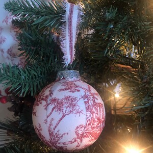 Lot 2: Red and Cream Toile Christmas Tree Ornaments - Etsy