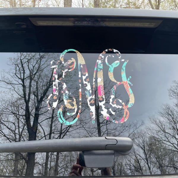 Cow Print Monogram Car Decal|cow Spots Monogram Car Sticker|double ...
