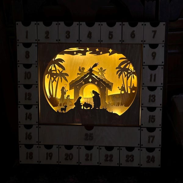 Large Lighted Christmas Advent Calendar With 24 Drawers to Hide Treats ...
